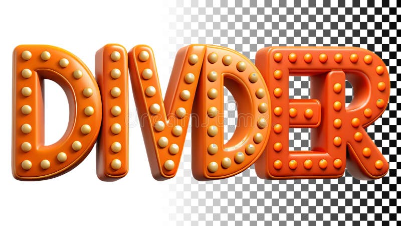 "DIVIDER" Text in 3D Block Letters, Graphic Separator Png Transparent ...