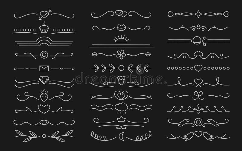 Divider Thin Line Element Gradient Silver Set Stock Vector ...