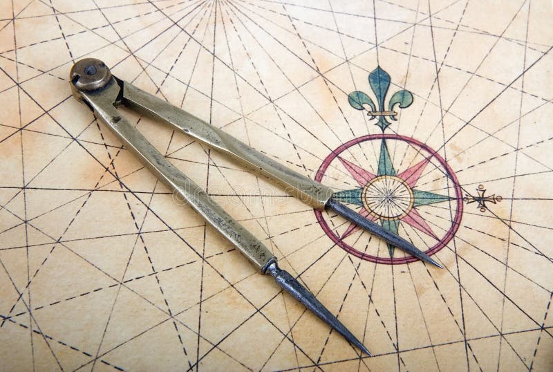 Dividers on a map stock photo. Image of close, caliper - 4231318