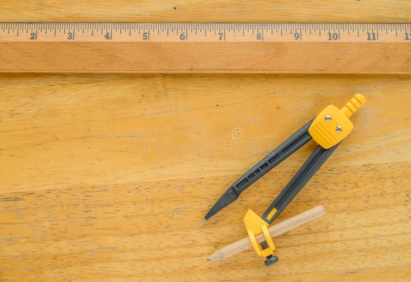 Dividers and Retro Wooden Ruler Stock Photo - Image of length ...