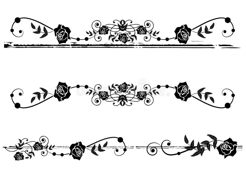 Dividers with roses stock vector. Illustration of silhouette - 92407537