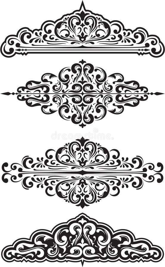 Dividers and scroll set stock illustration. Illustration of parchment ...