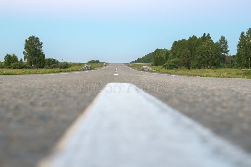 The Dividing Line on the Road is White the View from Below on the Road ...