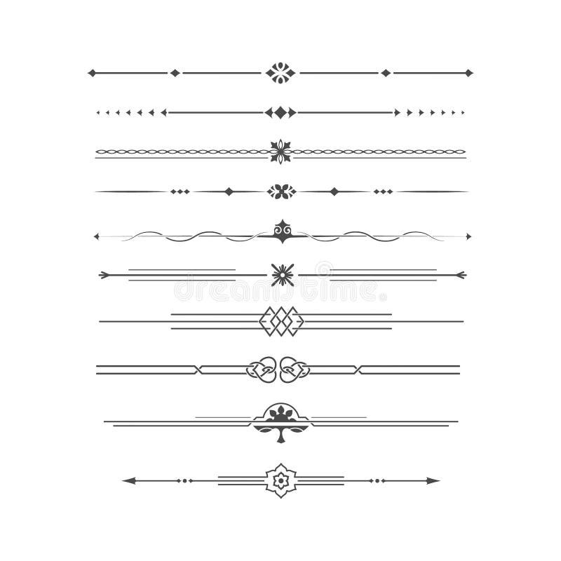 Vector Set of Swirly Calligraphic Lines, Design Elements Set, Luxury ...