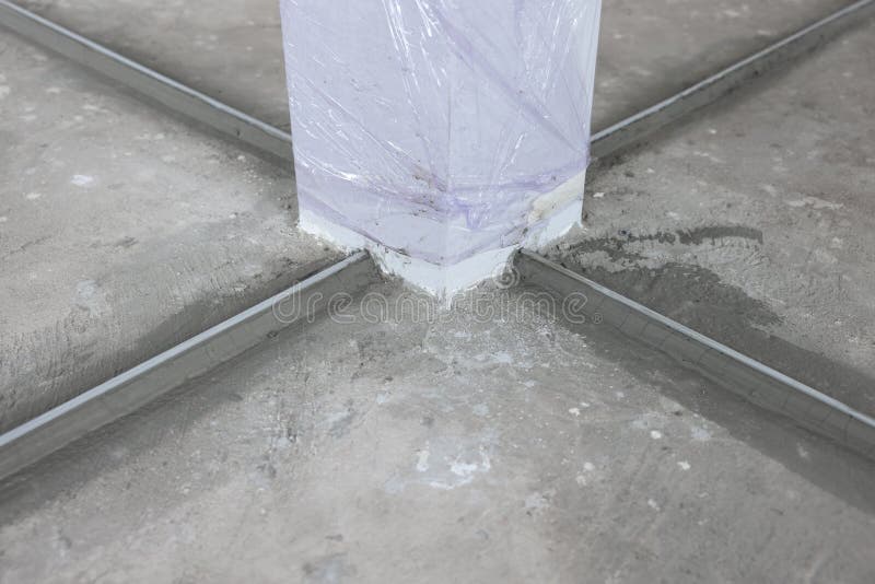 Dividing Strips in Terrazzo Floor Construction Work Stock Photo - Image ...