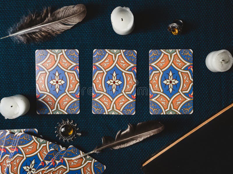 Divination Cards and Candles. View from Above Stock Photo - Image of ...