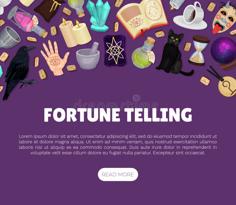 Divination and Fortune Telling Banner Design with Magic Symbols Vector ...