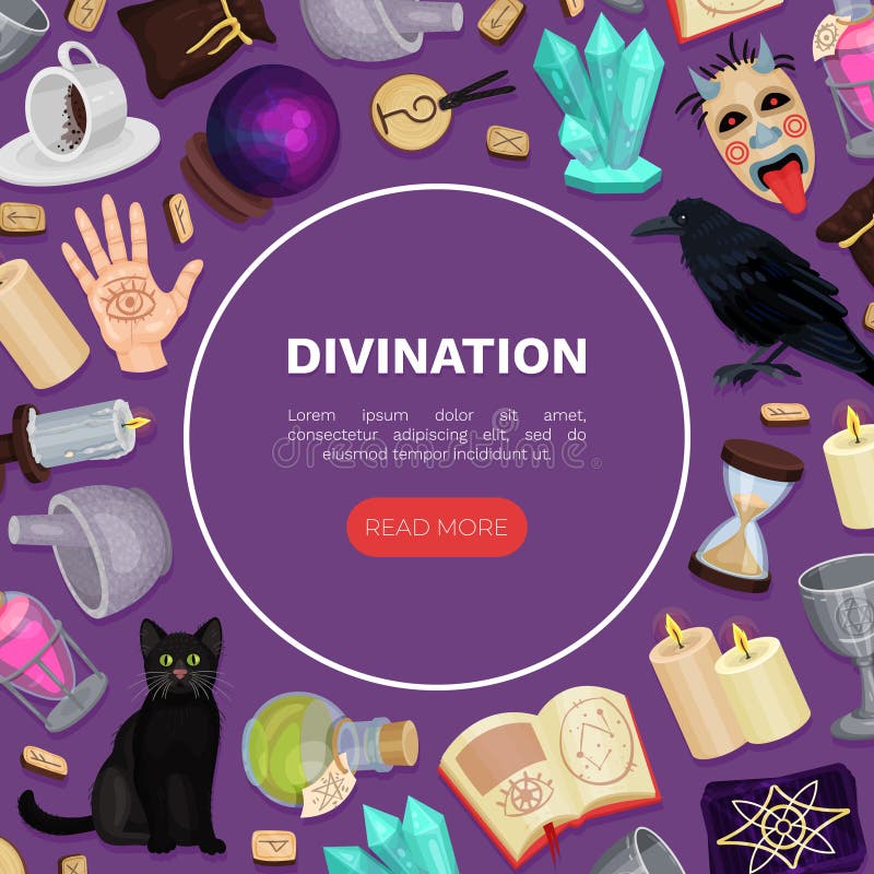 Divination and Fortune Telling Banner Design with Magic Symbols Vector ...