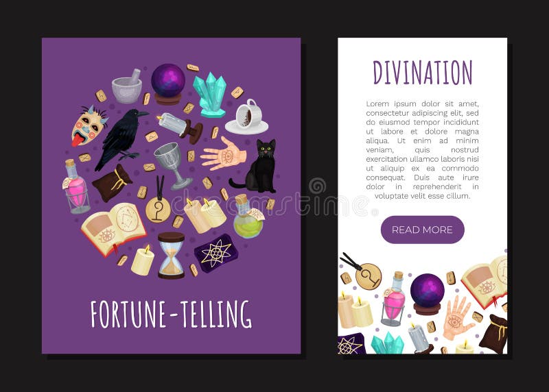 Divination and Fortune Telling Banner Design with Magic Symbols Vector ...