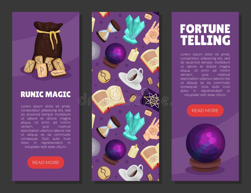 Divination and Fortune Telling Banner Design with Magic Symbols Vector ...