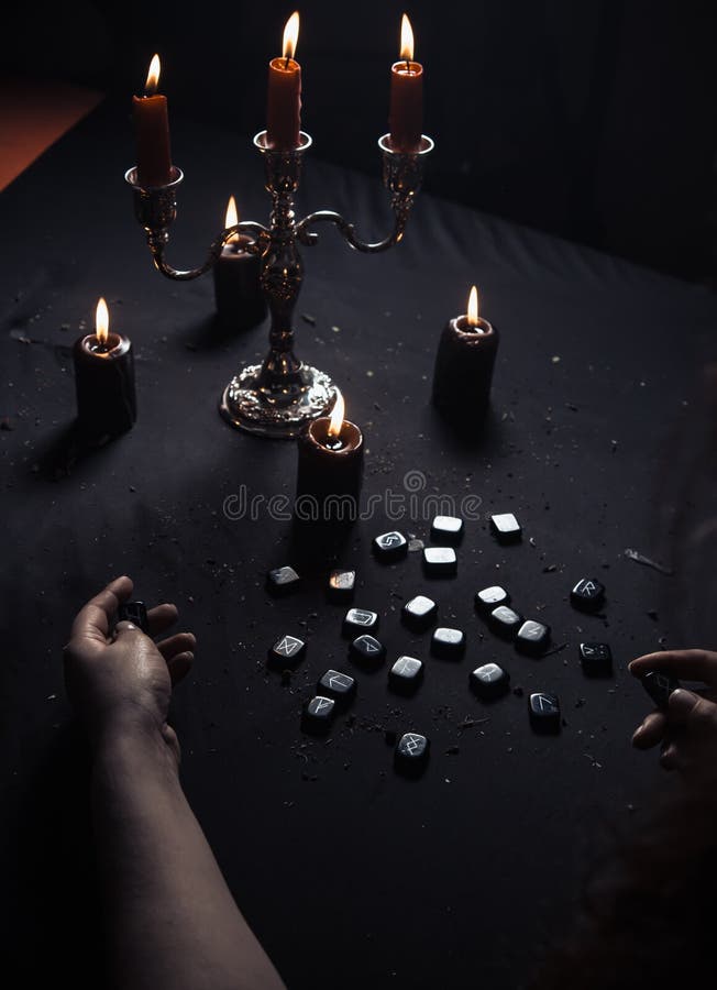 Divination by Magical Runes Stock Photo - Image of spell, black: 77611298
