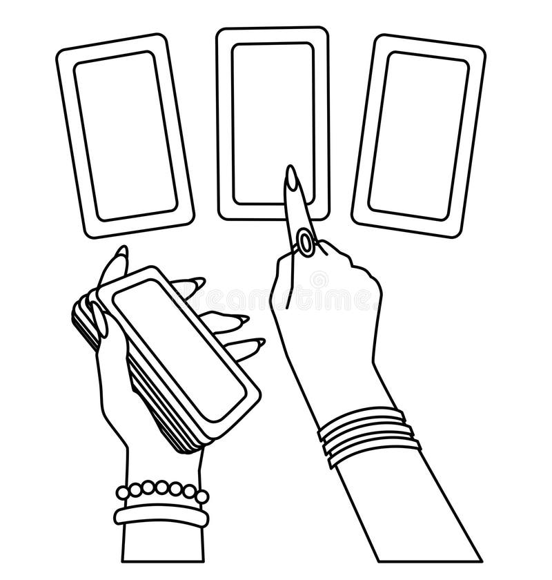 Divination Reading, Tarot Spread, Predicting the Future. Line Art ...