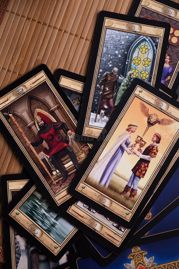 Divination Set Up at Classical Universal Tarot. Flat Lay Editorial ...