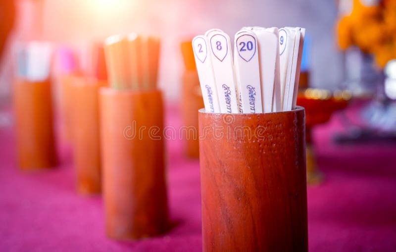 Divination Sticks in a Large Buddhist Temple Stock Photo - Image of ...