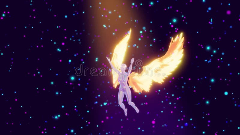 A Divine Angel Hovering in the Shining Astral Sky. Stock Video - Video ...