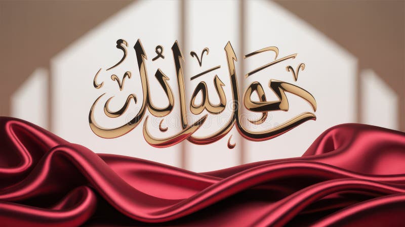Divine Beauty in Calligraphy: Allah Name on Silk Background Stock ...