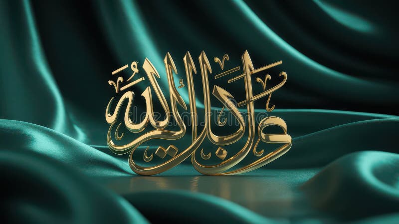 Divine Beauty in Calligraphy: Allah Name on Silk Background Stock ...
