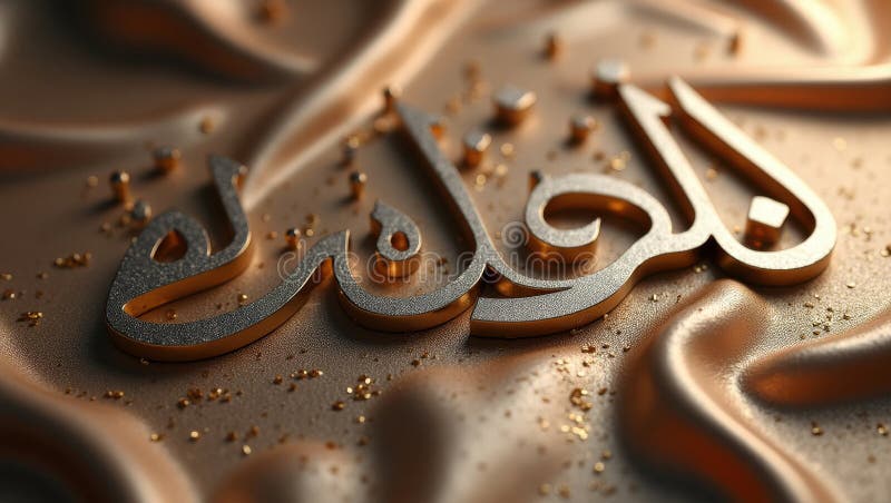 Divine Beauty in Calligraphy: Allah Name on Silk Background Stock ...