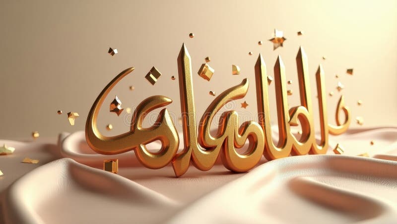 Divine Beauty in Calligraphy: Allah Name on Silk Background Stock ...