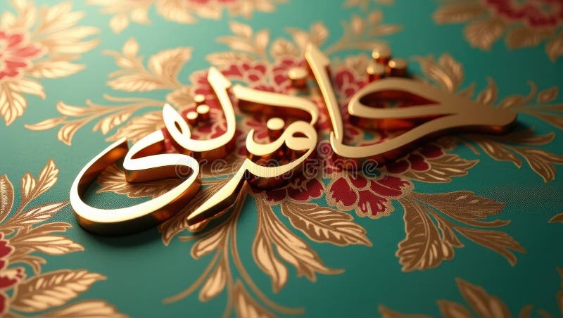 Divine Beauty in Calligraphy: Allah Name on Silk Background Stock ...