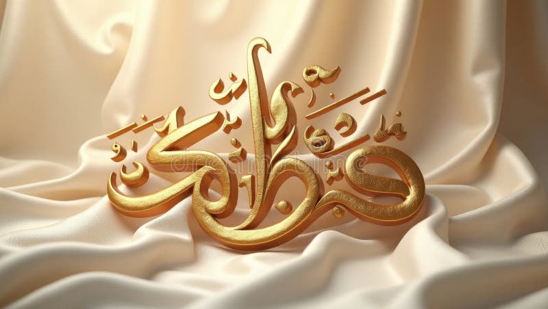Divine Beauty in Calligraphy: Allah Name on Silk Background Stock ...