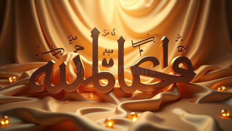 Divine Beauty in Calligraphy: Allah Name on Silk Background Stock ...