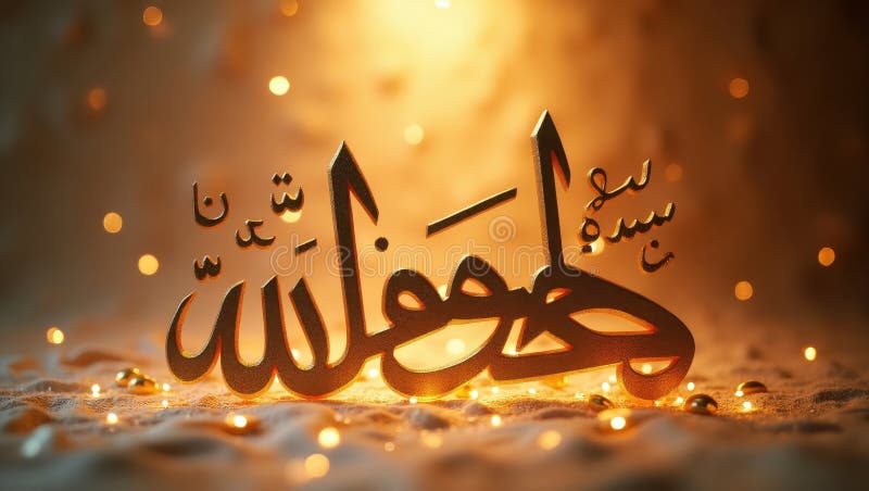 Divine Beauty in Calligraphy: Allah Name on Silk Background Stock ...