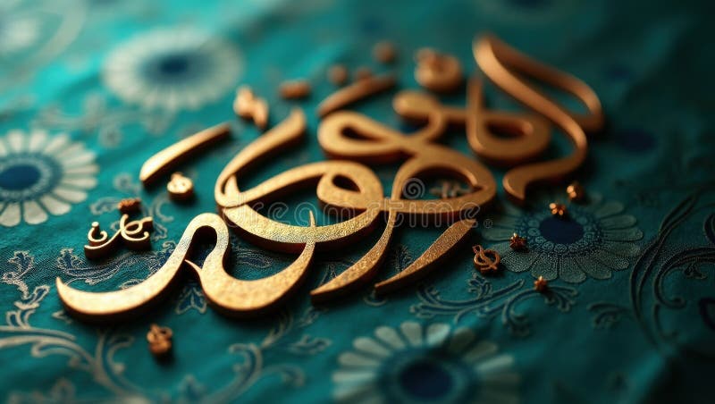 Divine Beauty in Calligraphy: Allah Name on Silk Background Stock ...