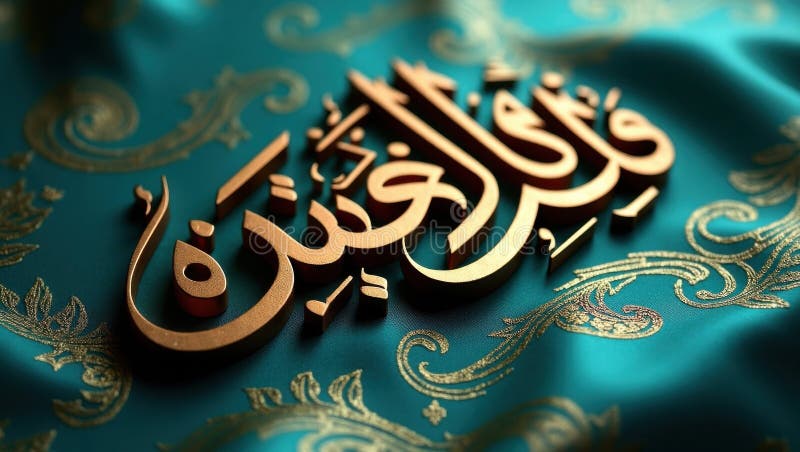 Divine Beauty in Calligraphy: Allah Name on Silk Background Stock ...