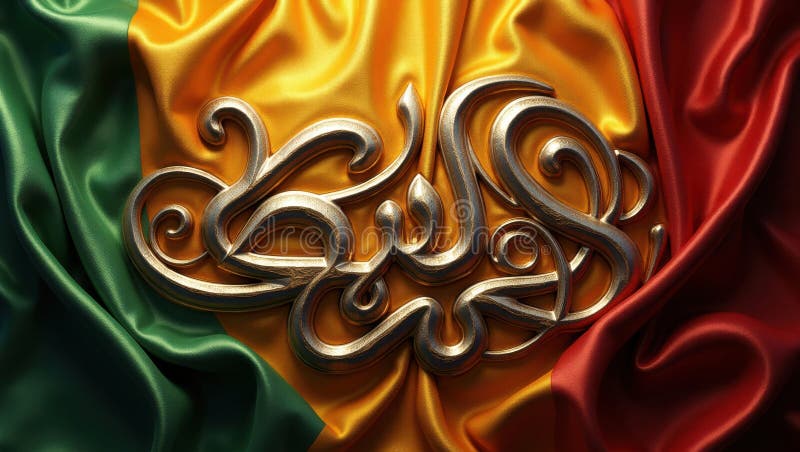 Divine Beauty in Calligraphy: Allah Name on Silk Background Stock ...
