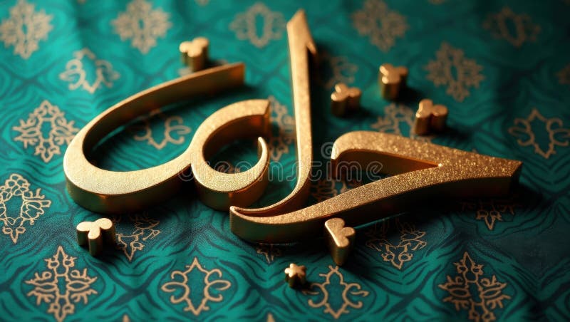 Divine Beauty in Calligraphy: Allah Name on Silk Background Stock ...