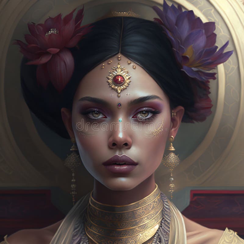 An Indian Goddess with Mesmerizing Eyes, Generative Ai Stock ...