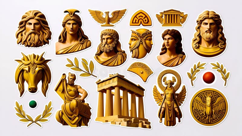 Divine Legends Greek Mythology Sticker Set Stock Illustration ...