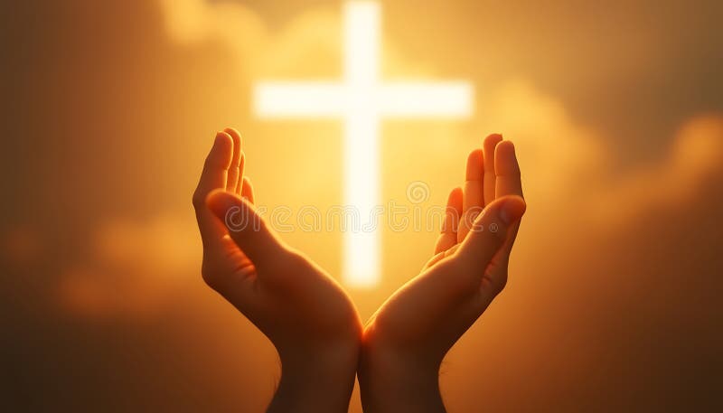 Divine Light and Open Hands in Worship Stock Illustration ...