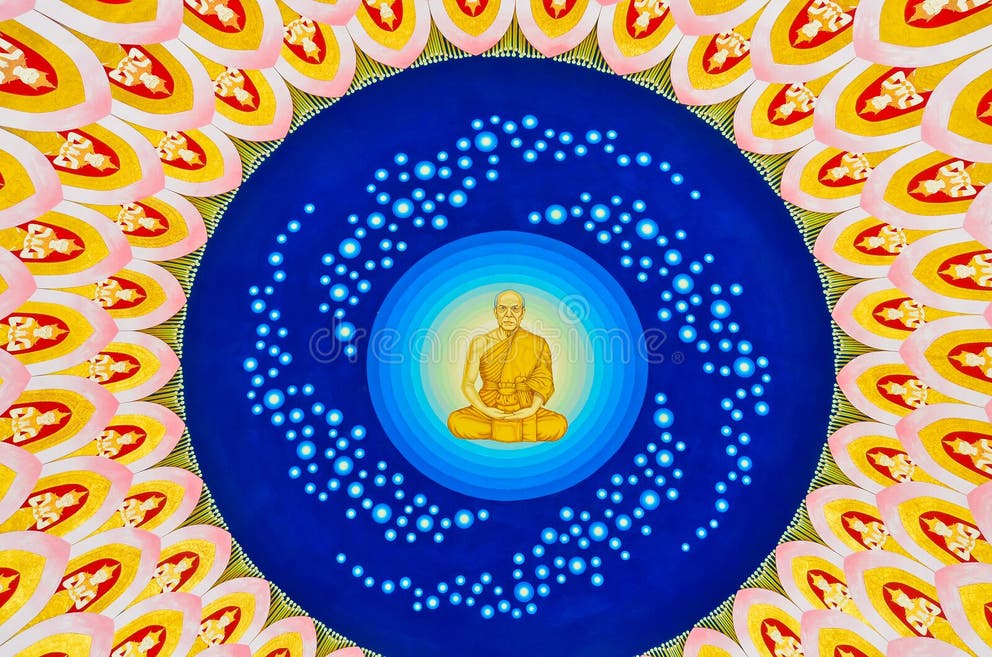 Divine Monk in the Thai Temple S Ceiling Stock Photo - Image of history ...