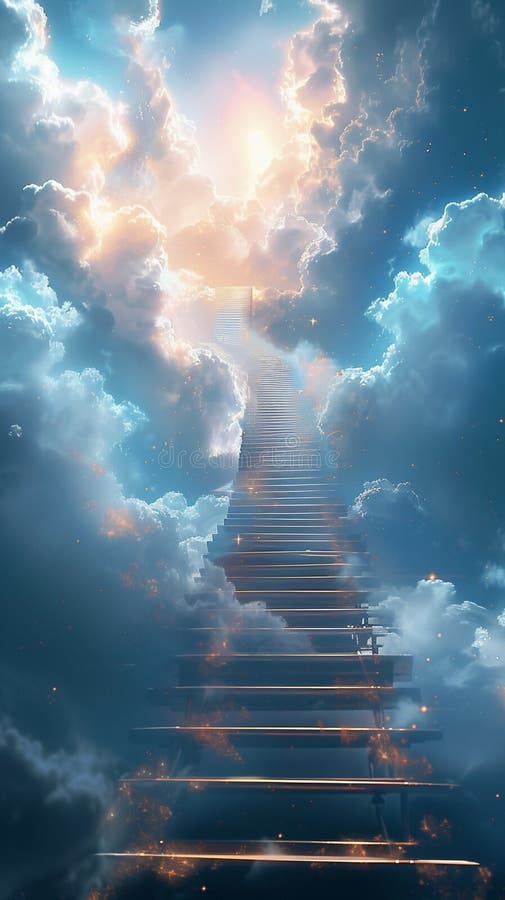 Divine Pathway Stairs in Sky Represent Ascent Toward Celestial Realms ...