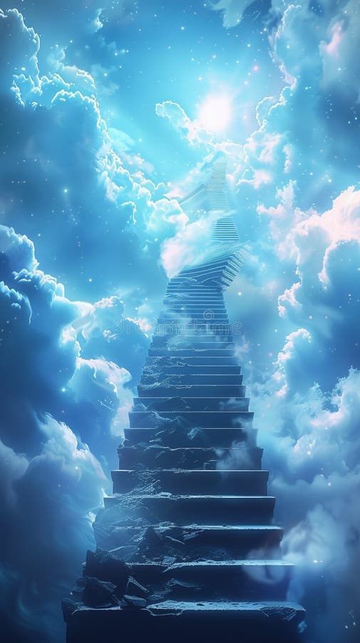 Divine Pathway Stairs in Sky Represent Ascent Toward Celestial Realms ...