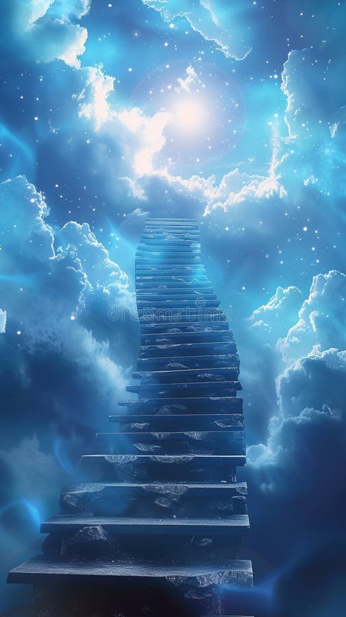 Divine Pathway Stairs in Sky Represent Ascent Toward Celestial Realms ...