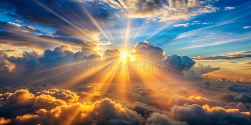 Divine Rays of Sunlight Piercing the Clouds AI Generative Stock ...