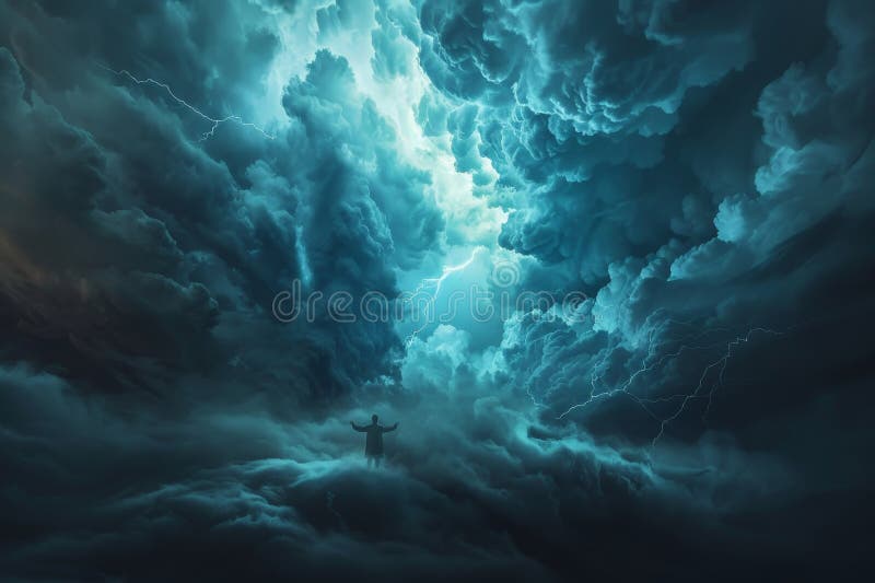 Divine Revelation Solitary Figure Parts Storm Clouds, Unveiling Radiant ... Divine Revelation Solitary Figure Parts Storm Clouds, Unveiling Radiant ...