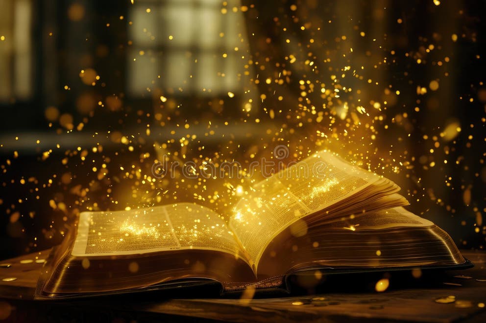 Divine Scroll: Pages Radiating Sacred Power. Stock Illustration ...