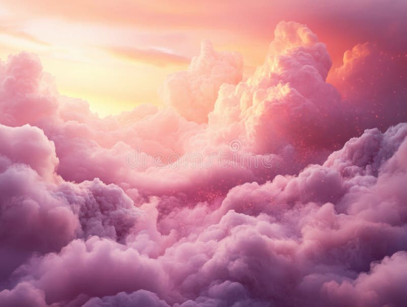 Divine Surreal Realm with Vibrant Sky and Ethereal Clouds at Sunset ...
