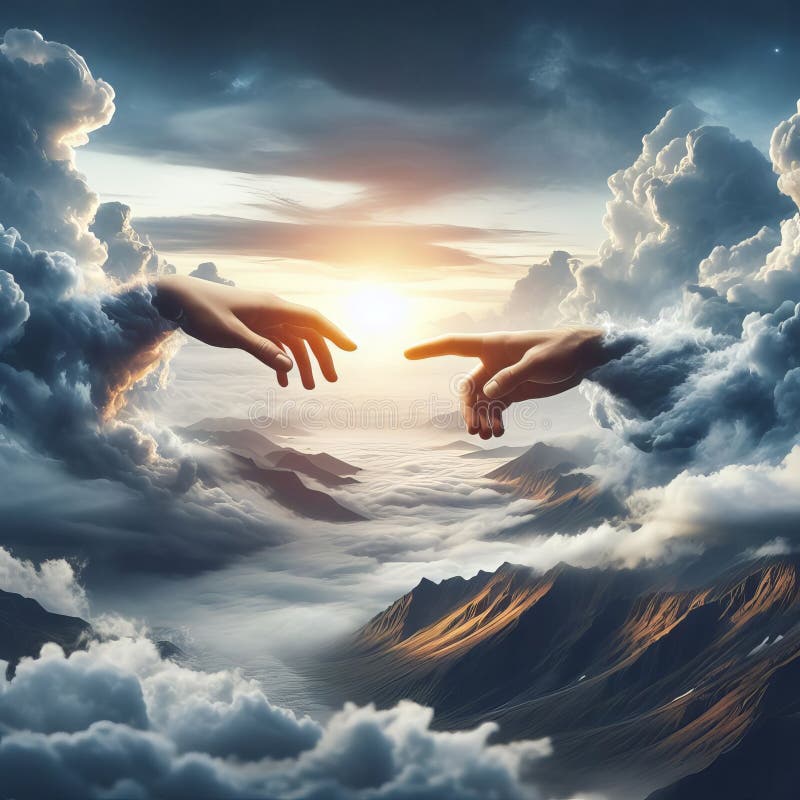 Divine Touch Amongst Clouds Stock Image - Image of landscape, metaphor ...