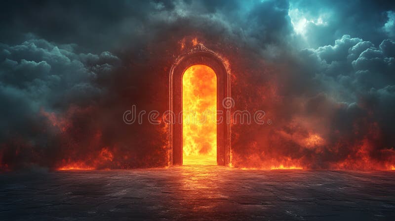 Divine Transition: Animation of Heavenly Paradise and Fiery Hell Gate ...