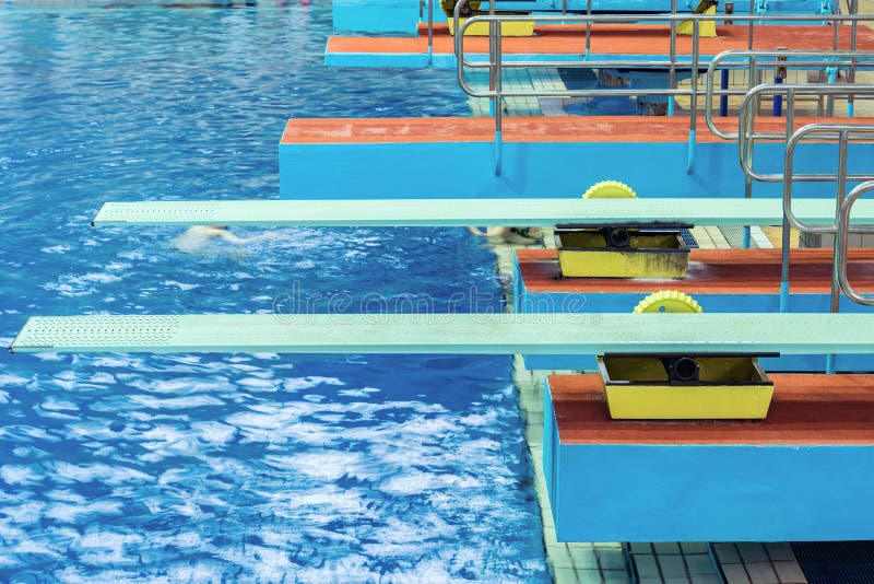 Diving Boards in the Swimimg Pool. Stock Photo - Image of diving, fall ...