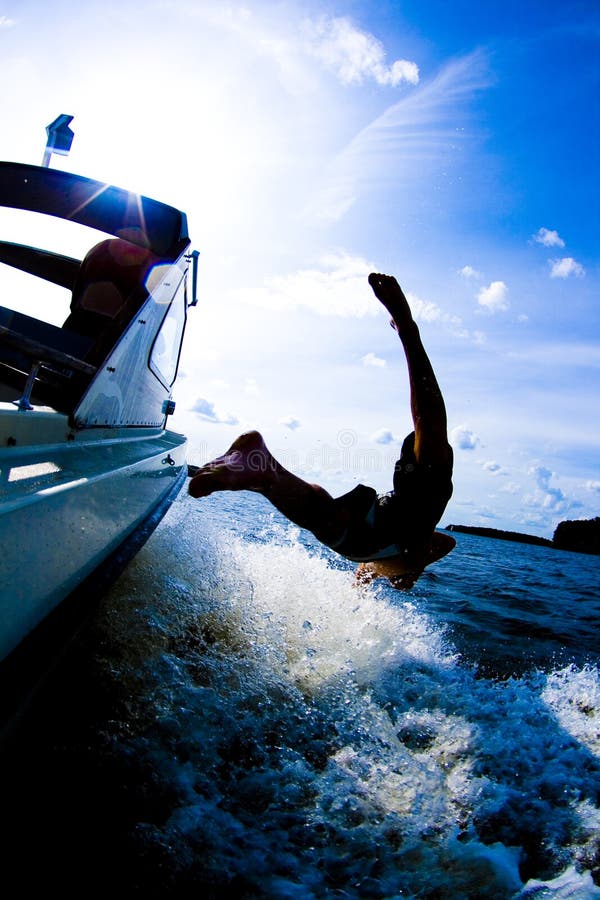 Diving from boat 4 stock image. Image of lake, boat, swim - 10674331