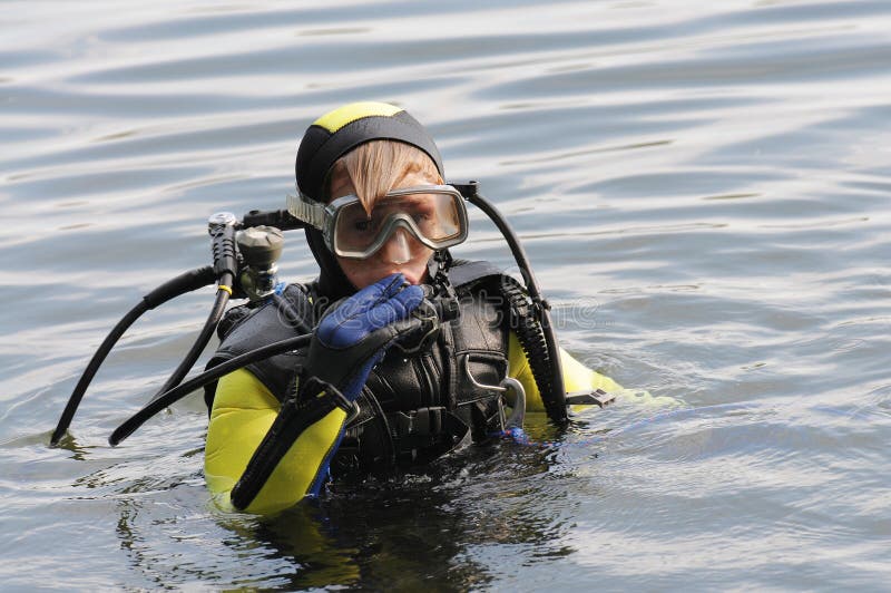Diving boy stock photo. Image of people, adventure, inflator - 32558356