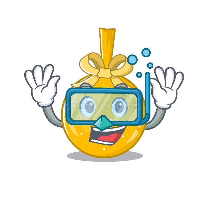 Diving Christmas Ball Gold Shape the Cartoon Stock Vector ...