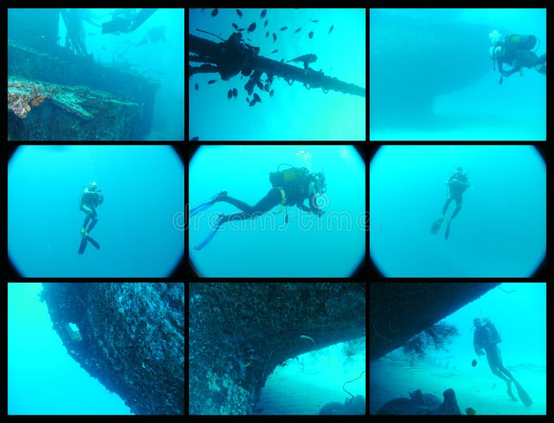 Diving. a collage stock image. Image of collage, equipment - 16227035