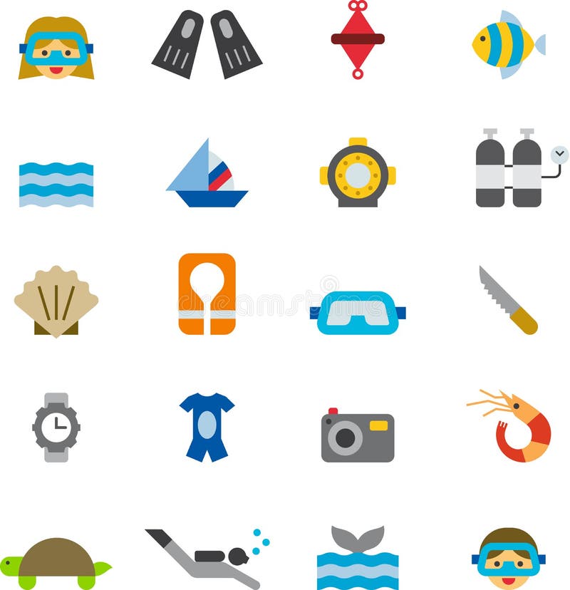 Diving icons stock vector. Illustration of activity, graphic - 33431705